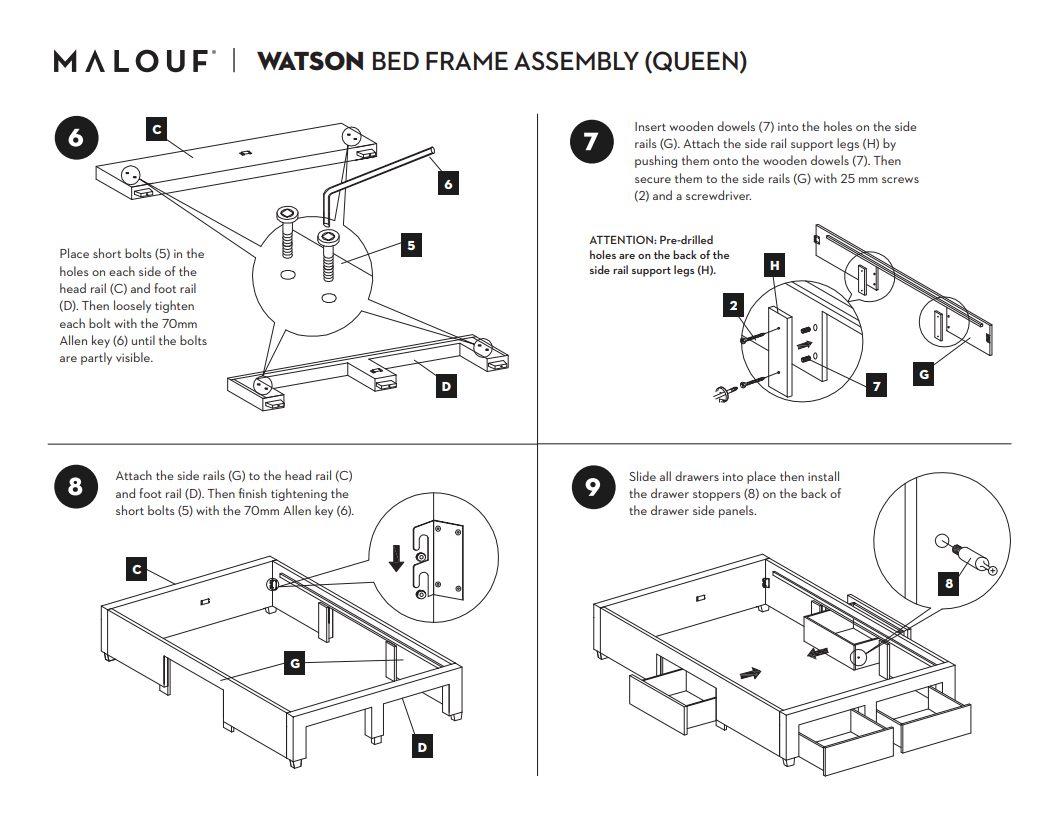 Watson Bed Frame (With Folding Drawers) – Malouf Home