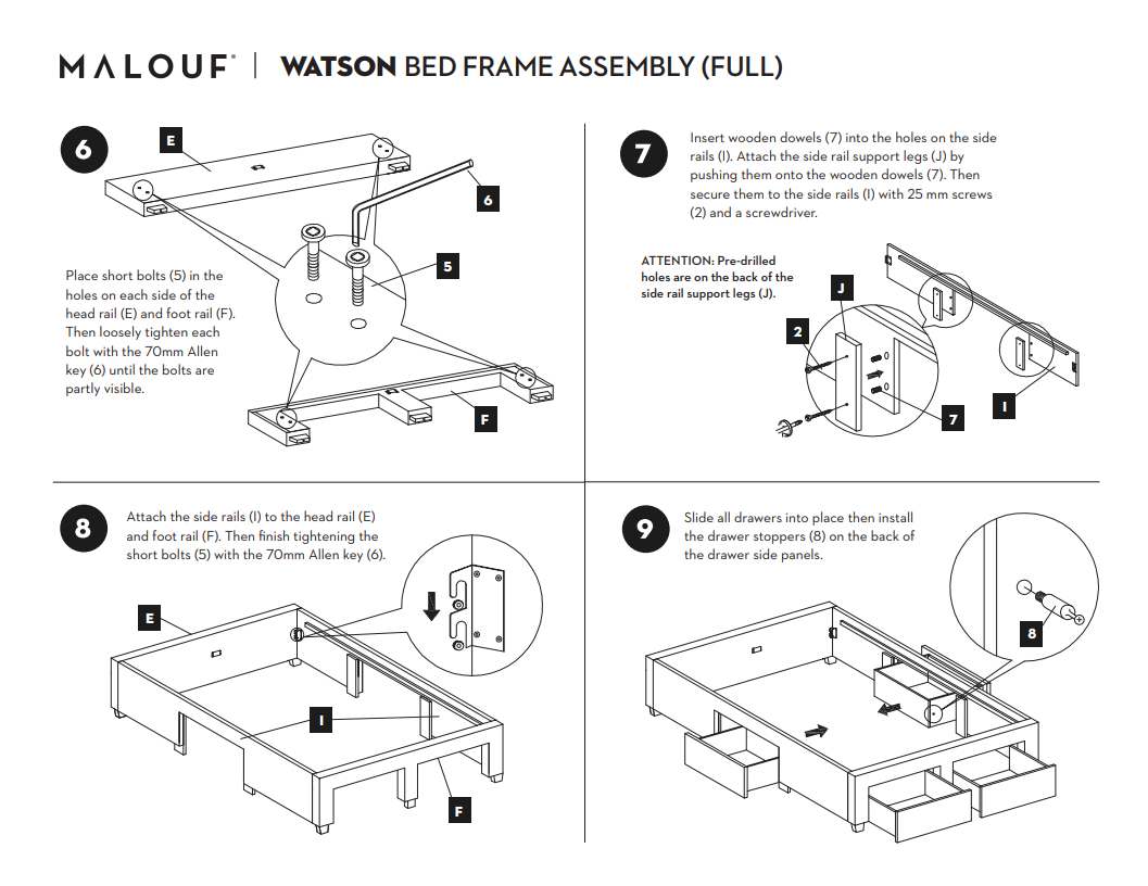 Watson Bed Frame (With Folding Drawers) – Malouf Home